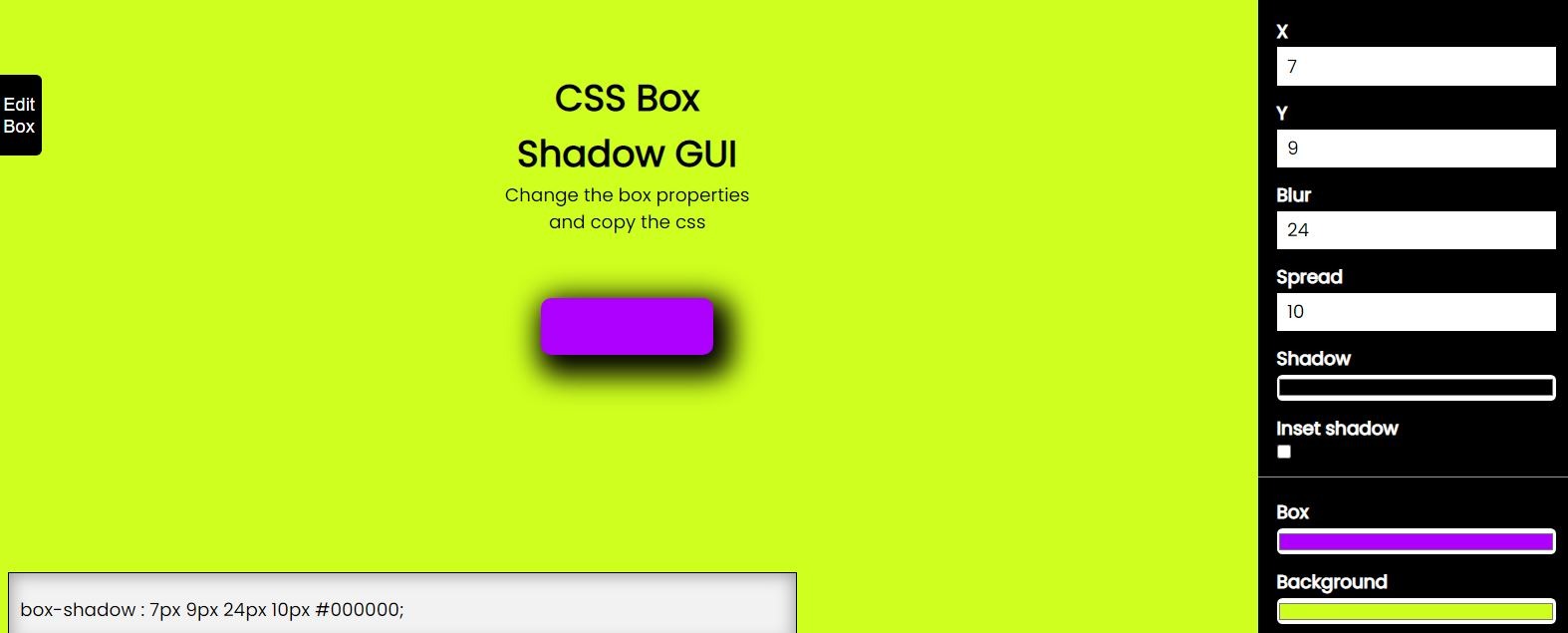 CSS Box Shadow GUI - The Utopian Fool